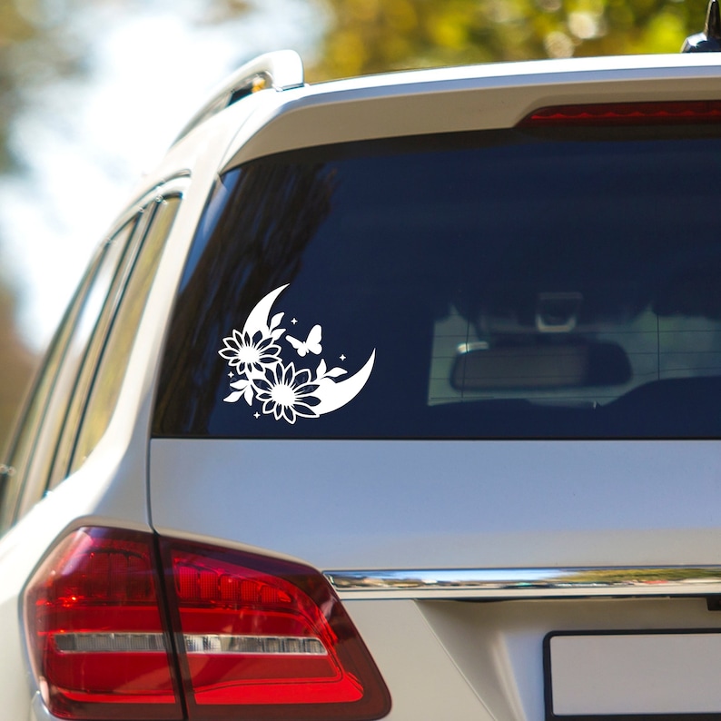 Flower Moon Car Decal: Butterfly Vinyl Sticker - Etsy