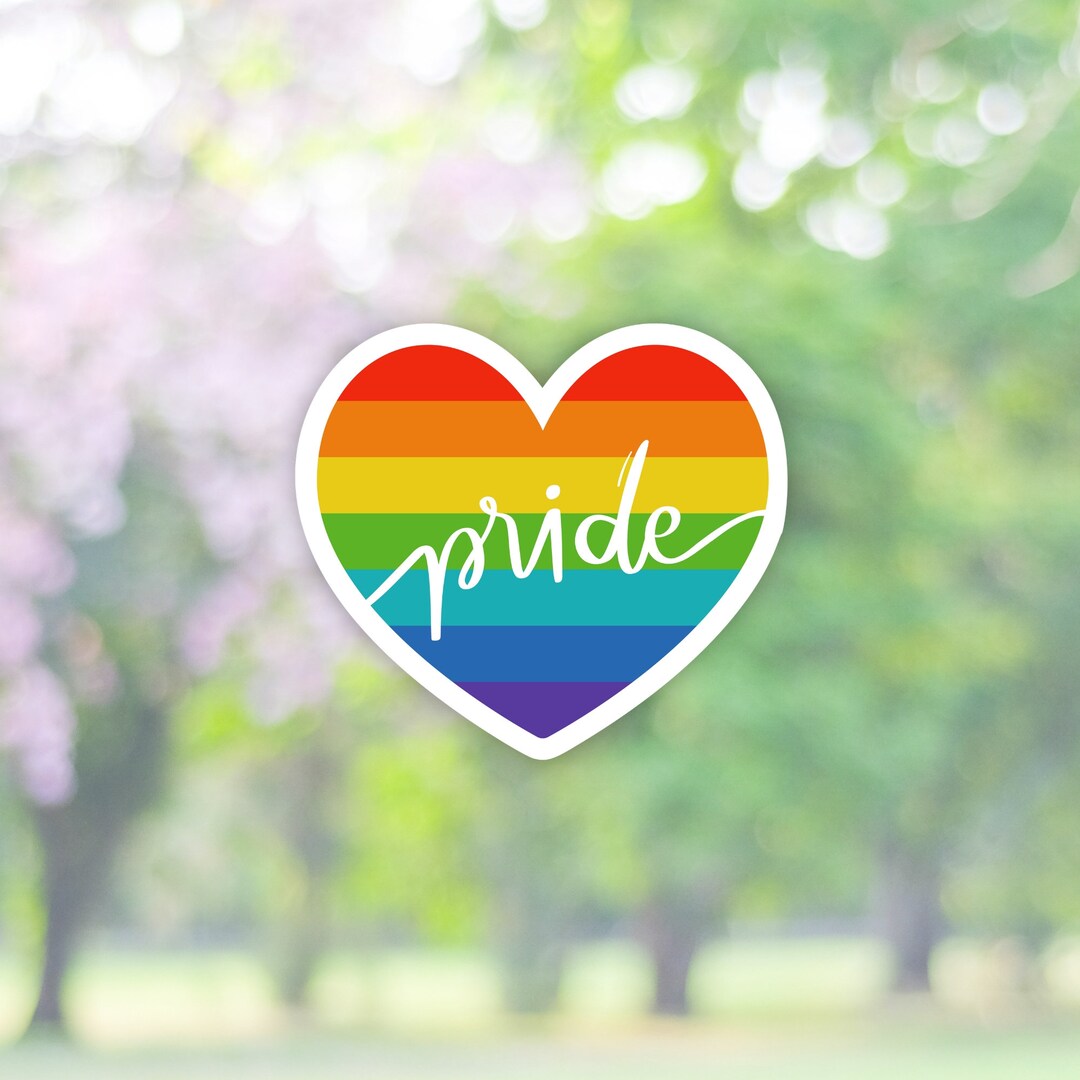 Pride Heart Sticker for Car, Progress Pride Bumper Sticker, Gay Car ...