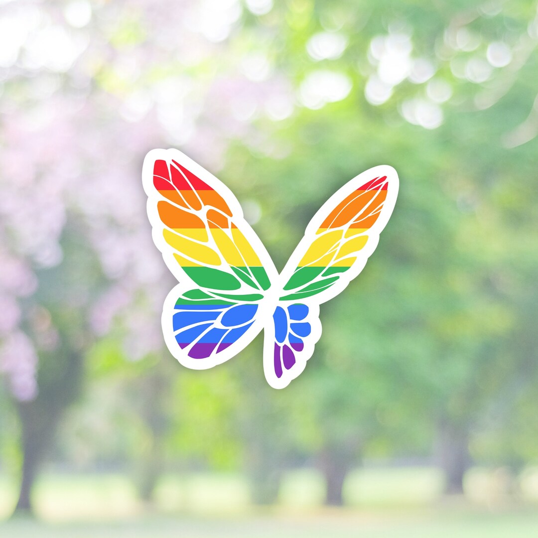 Pride Butterfly Sticker for Car, Progress Pride Bumper Sticker, Gay Car ...