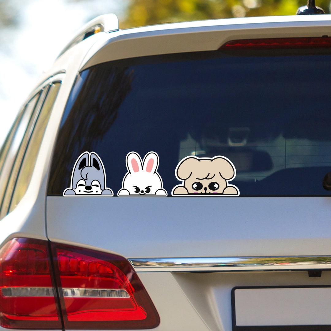 Cartoon Peeking Car Decal: Kpop Gift Vinyl Sticker for Laptop, Tablets ...
