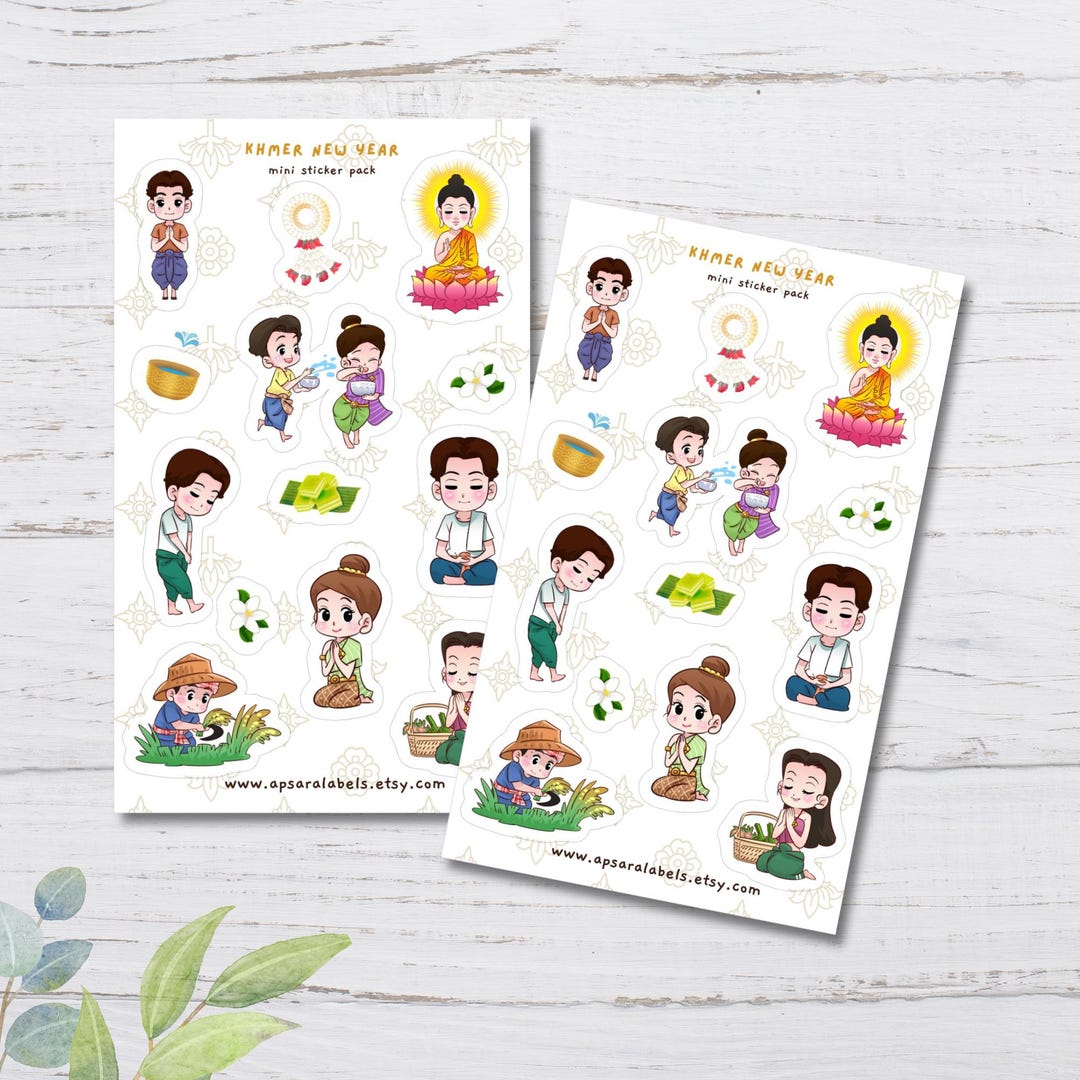 Khmer New Year Stickers: Cambodian Art, Planner Decals - Etsy