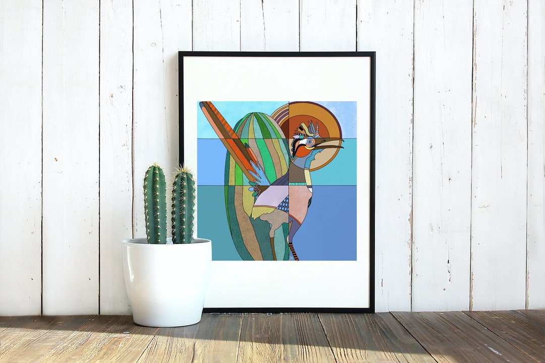 Desert Roadrunner Print, Desert Wall Art, Abstract Art, Animal Print ...