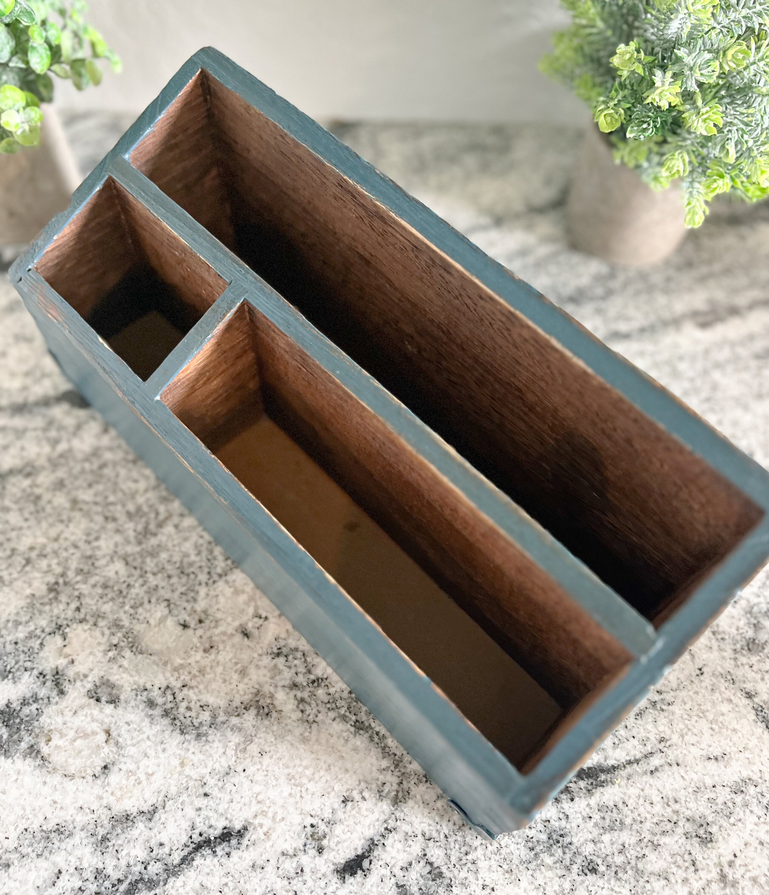 Rustic Blue Desk Organizer Letter Holder Vintage Farmhouse Painted Wood ...