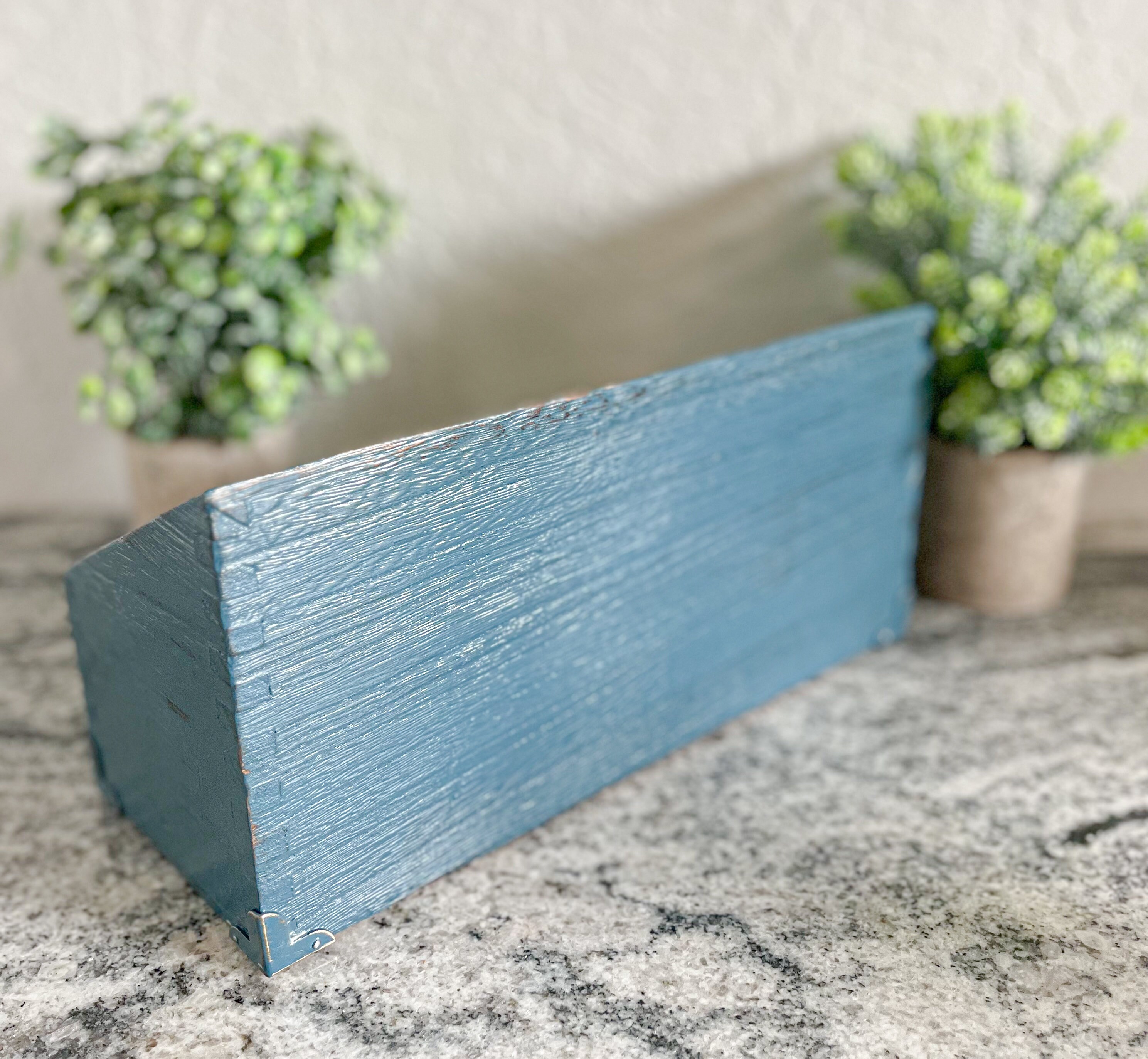 Rustic Blue Desk Organizer Letter Holder Vintage Farmhouse Painted Wood ...