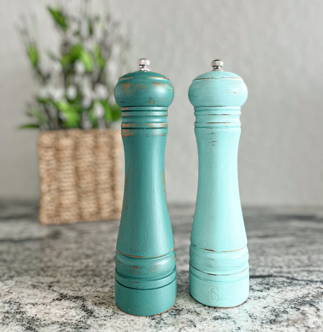 8 Inch, Light and Dark Mint Green Salt and Pepper Grinder Set,pair of ...