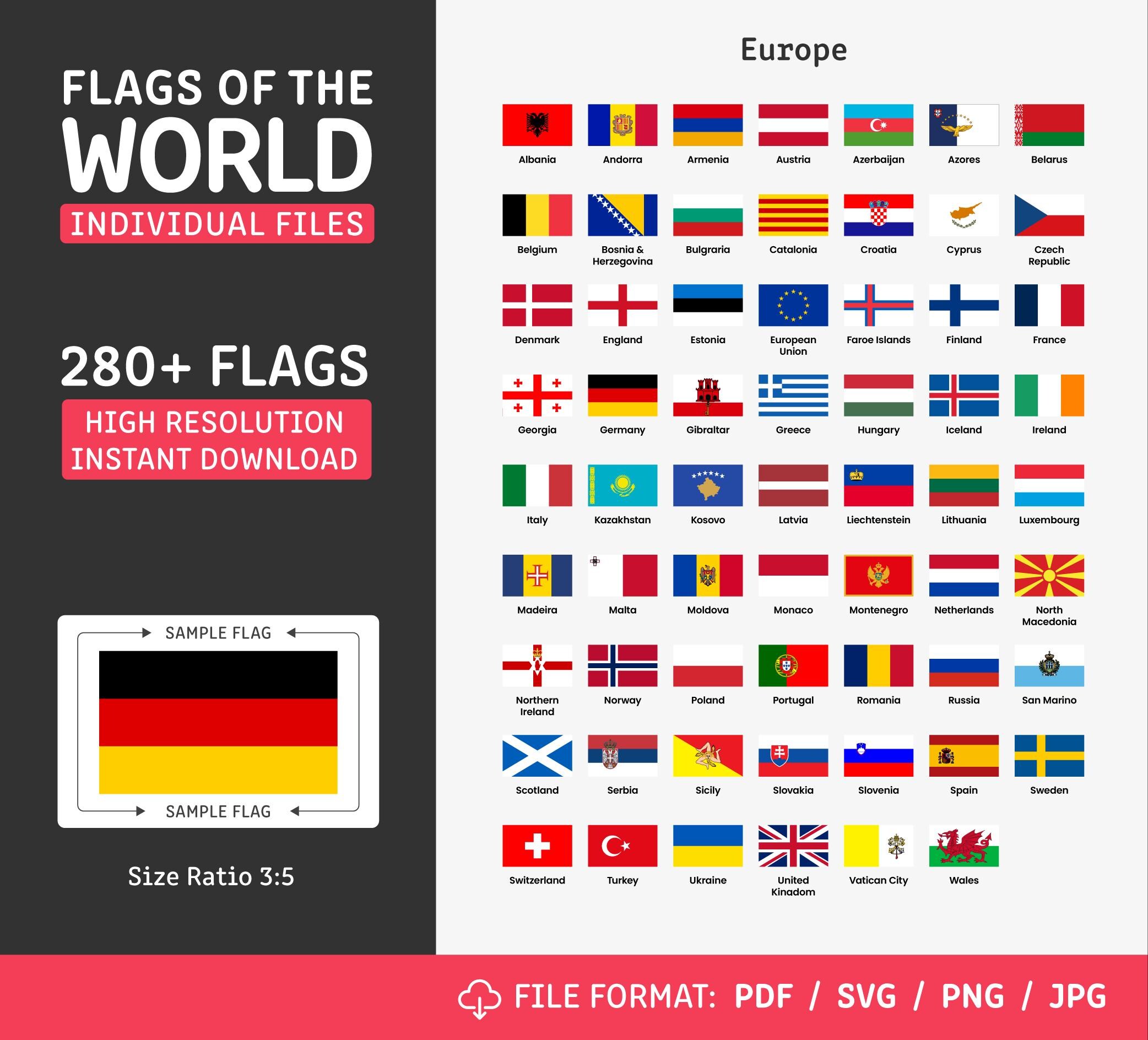 World Flags Clip Art: 280+ Country Flags (digital Download) - Etsy