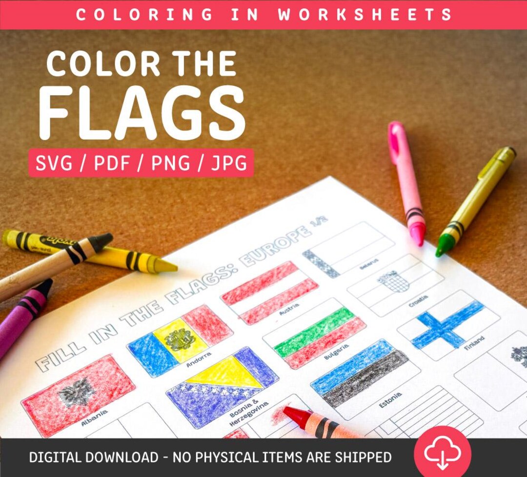 Color the Flags Printable Worksheets | Homeschool Teacher | Digital ...