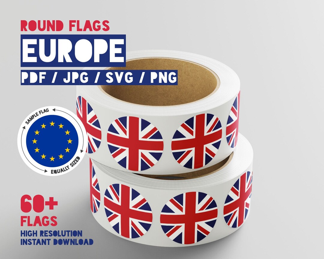 Round Flags of Europe, Digital Download, 60 Country & Regional Flags ...