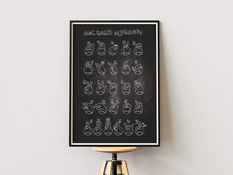 American Sign Language Alphabet Poster Digital Download 4 Sizes 18x24 ...