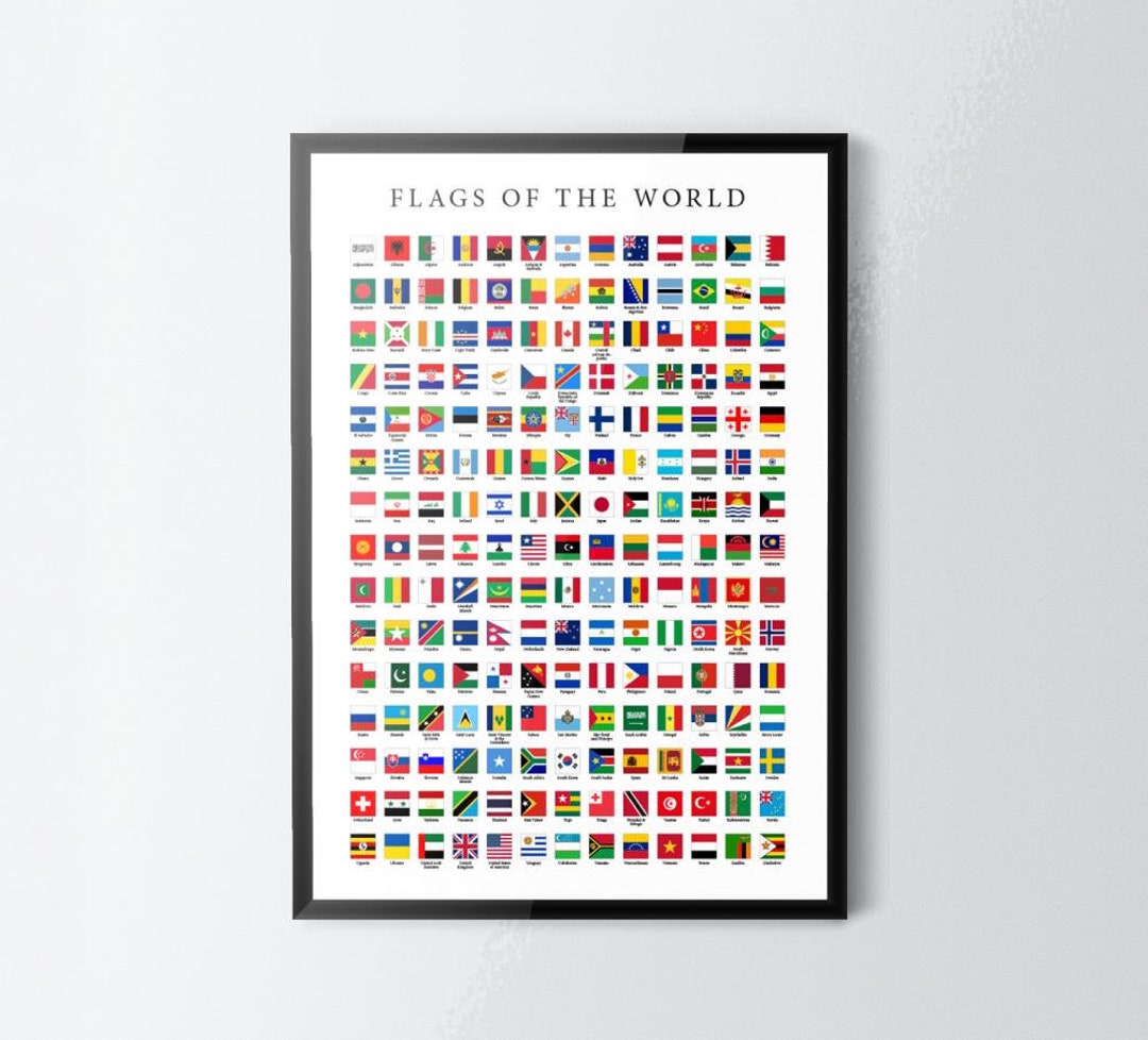 World Flags Poster Art Print All 195 Countries Digital Download PDF ...