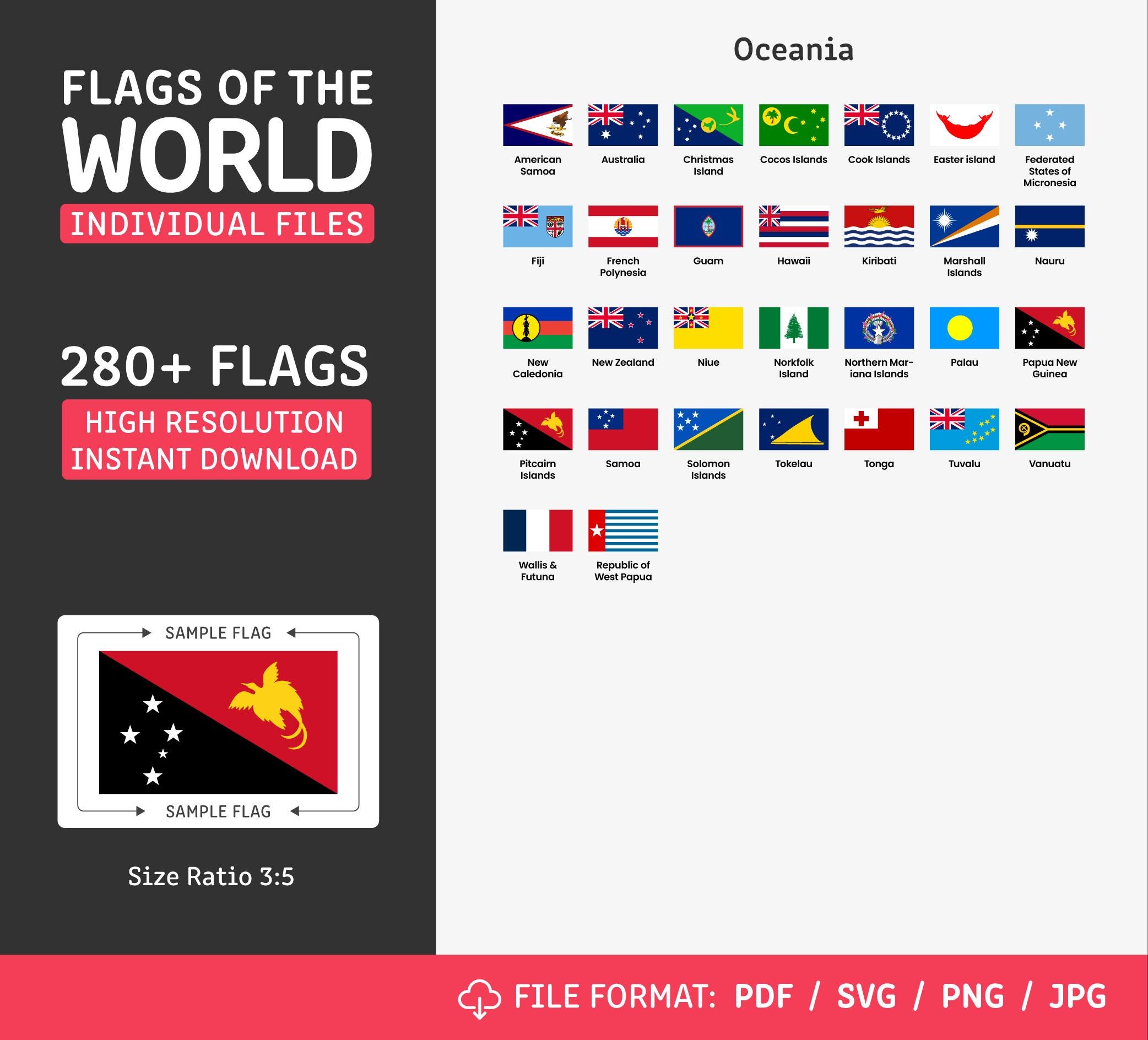 World Flags Clip Art: 280+ Country Flags (digital Download) - Etsy