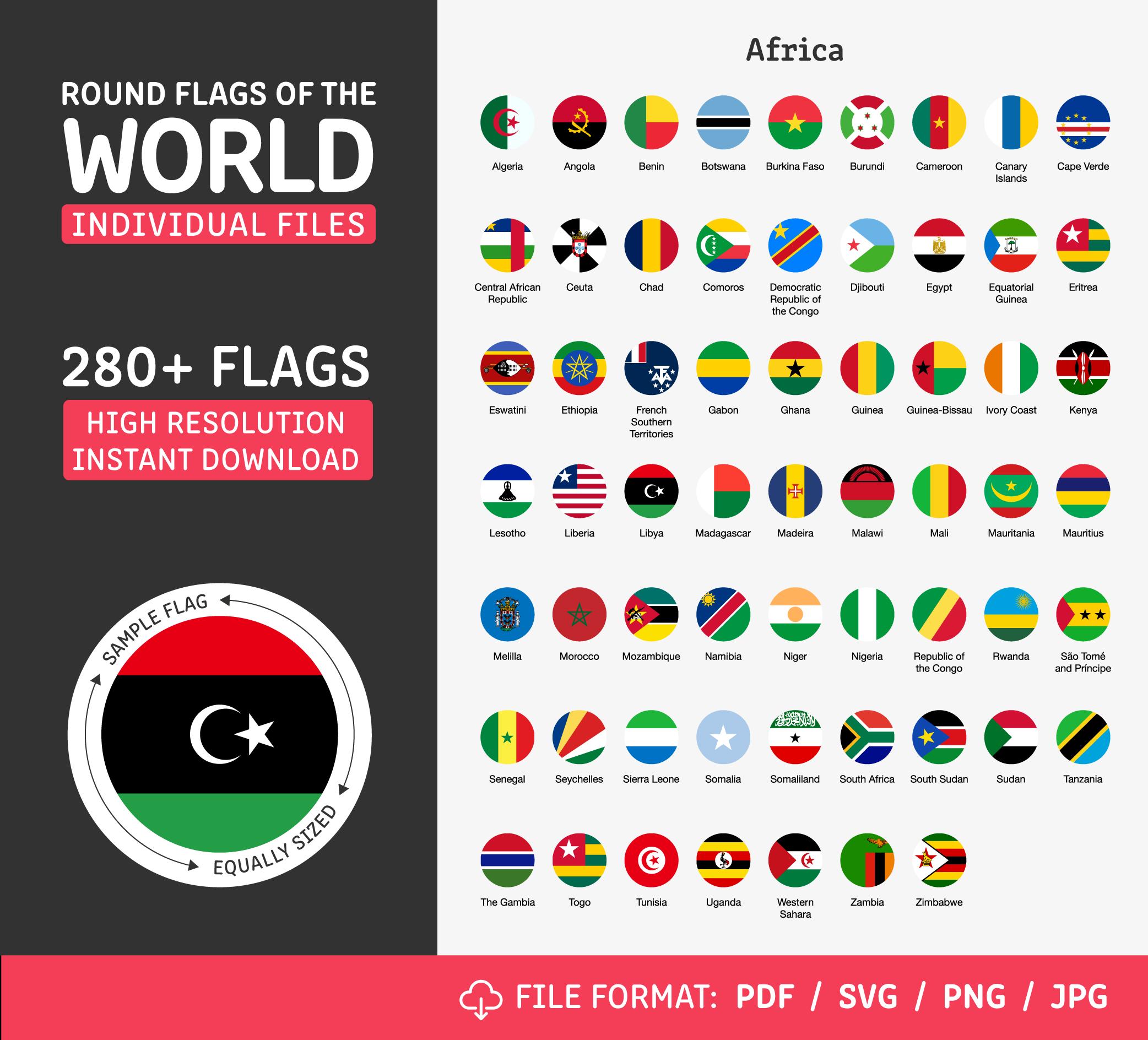 World Flags Clip Art: 280+ Square Country Flags (digital Download) - Etsy