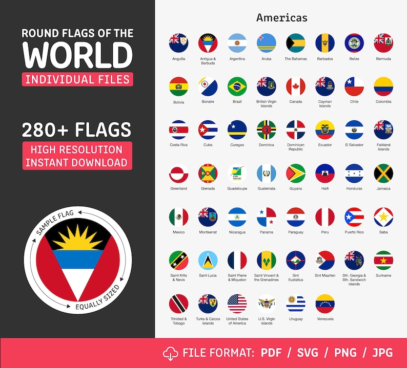 1,000+ Files | 280+ Round World Flags | Digital Download | COMMERCIAL ...