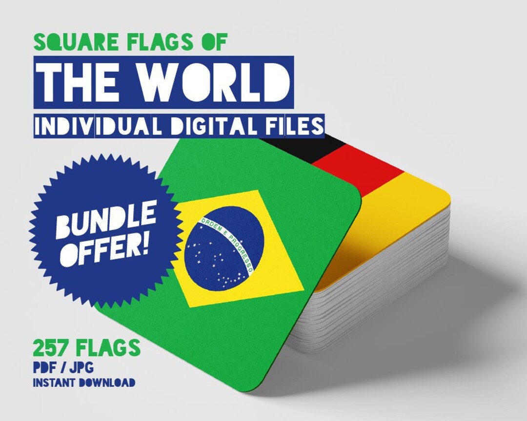 Square Flags of the World Bundle, 250 Country & Regional Flags ...