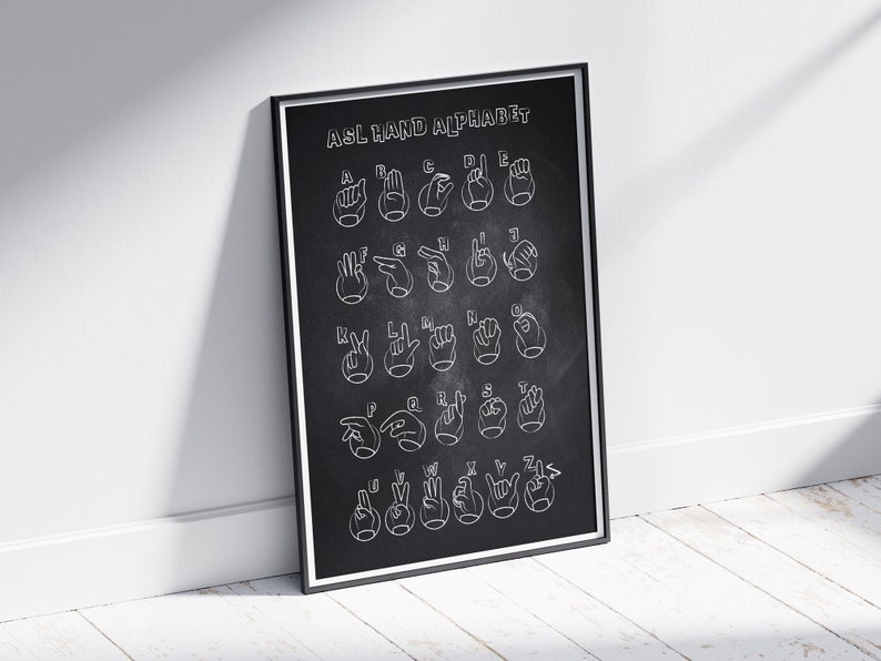 American Sign Language Alphabet Poster Digital Download 4 Sizes 18x24 ...