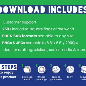 Square Flags, World, MEGA Bundle, Digital Download, 250 Country ...