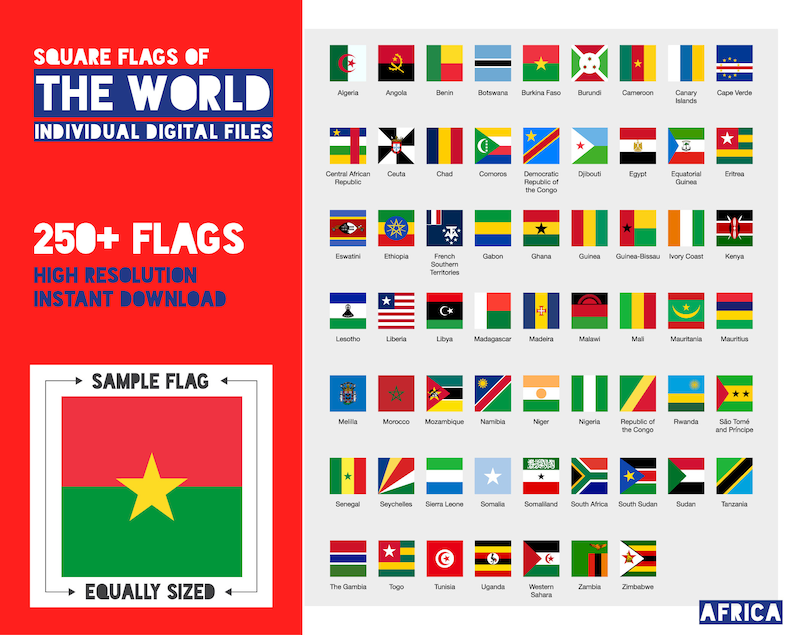 250 Square World Flags Digital Download COMMERCIAL USE Pdf, Svg, Png ...