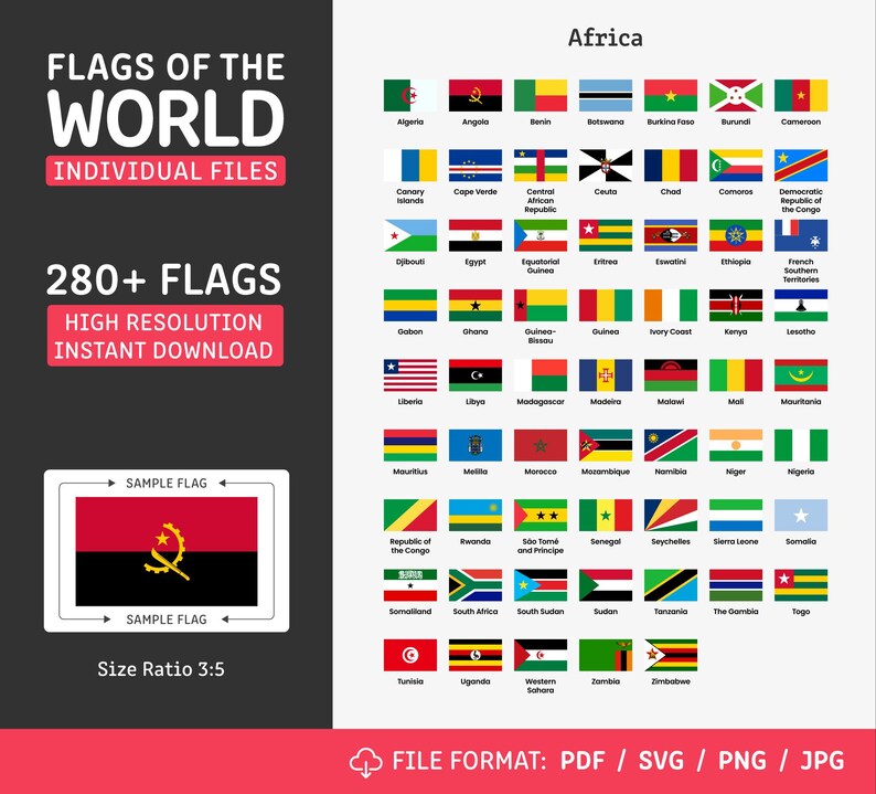 World Flags Clip Art: 280+ Country Flags (digital Download) - Etsy