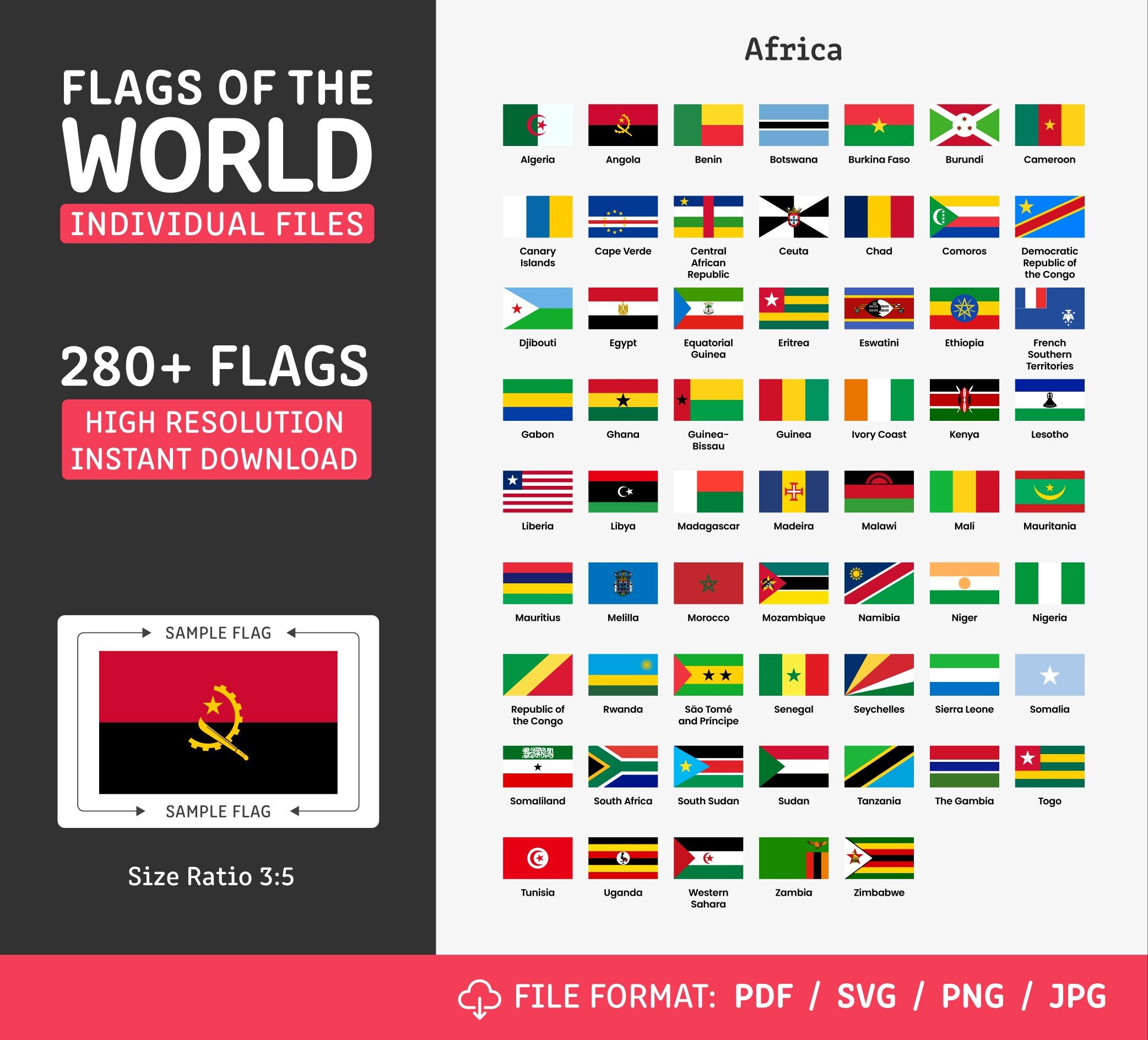 World Flags Clip Art: 280+ Country Flags (digital Download) - Etsy