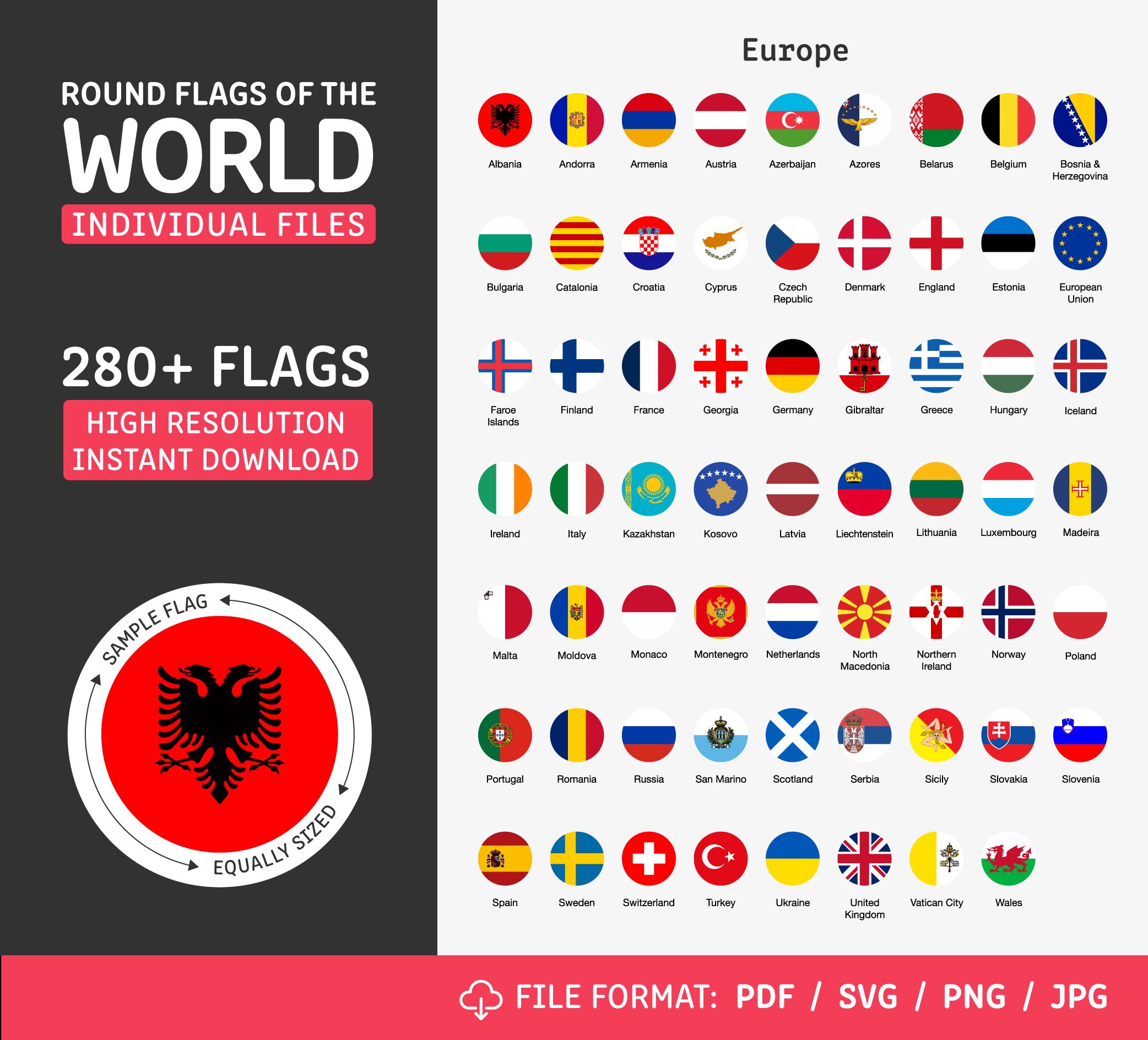 World Flags Clip Art: 280+ Square Country Flags (digital Download) - Etsy