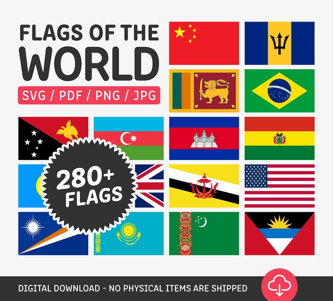 World Flags Clip Art: 280+ Country Flags (digital Download) - Etsy