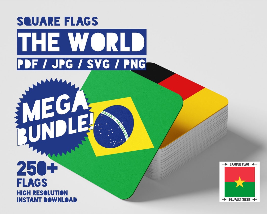 Square Flags of the World MEGA Bundle, 250 Country & Regional Flags ...