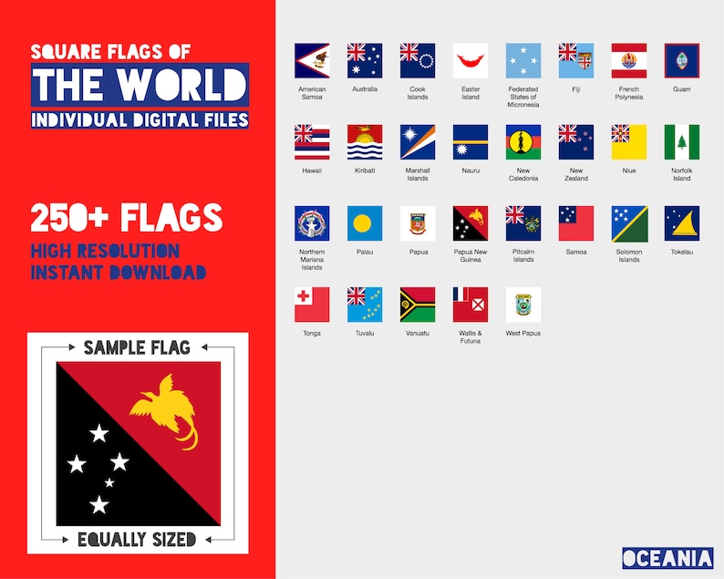 250 Square World Flags Digital Download COMMERCIAL USE Pdf, Svg, Png ...
