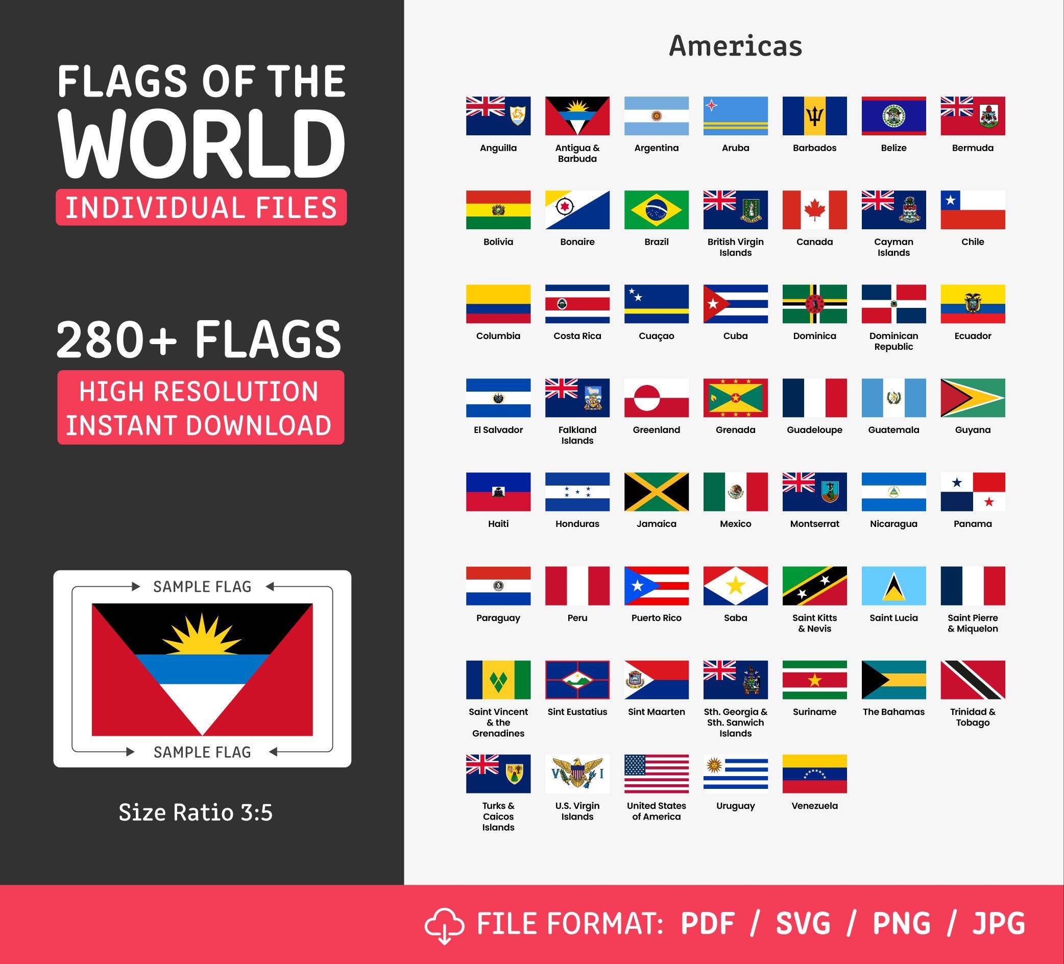 World Flags Clip Art: 280+ Country Flags (digital Download) - Etsy