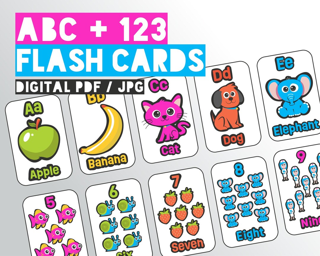 36 ABC 123 Flash Cards Digital Download 2 Sizes PDF, JPG - Etsy