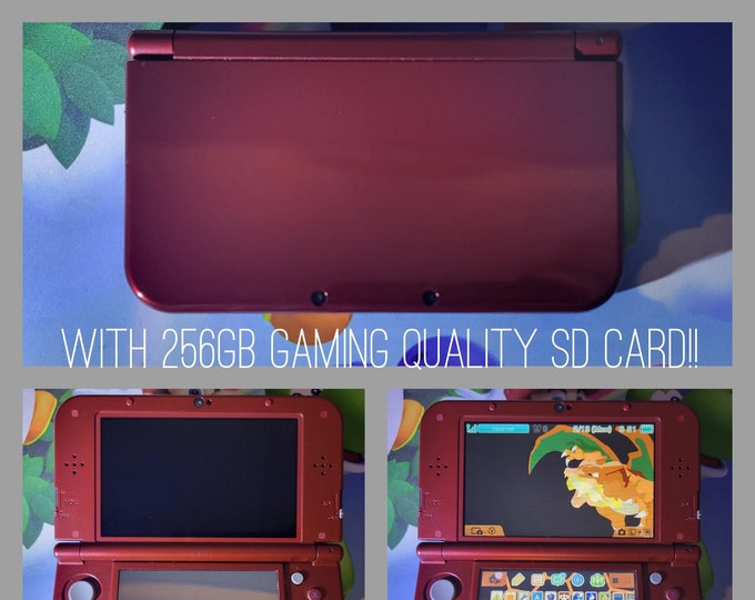 Nintendo new Metallic Red 3DS XL/LL Console W/ 256GB Sd Card & IPS Main ...