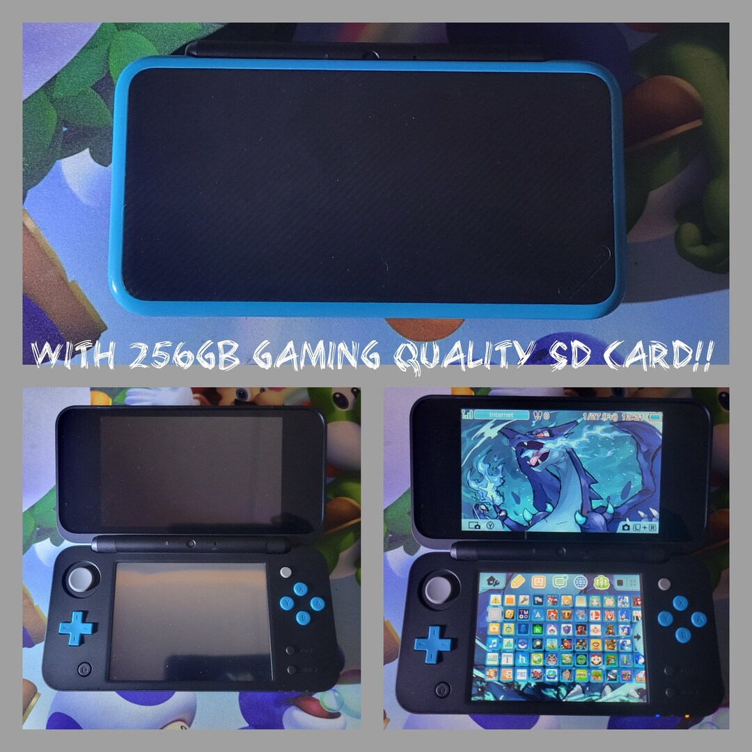 Nintendo new Blue & Black 2DS XL Console W/ 256GB Sd Card - Etsy