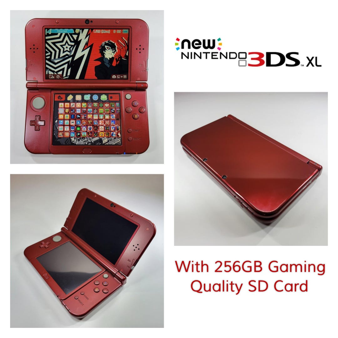 Nintendo new Metallic Red 3DS XL Console W/ 256GB Sd Card - Etsy