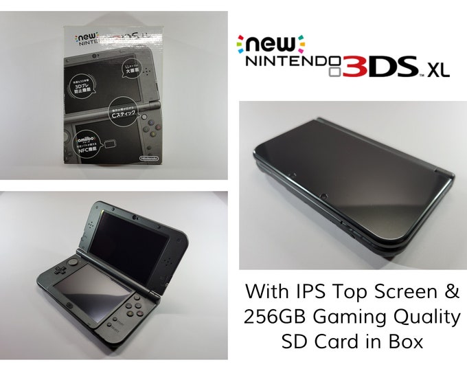 Nintendo new 3DS XL/LL in Metallic Black W/ 256GB Sd Card & Top Screen ...