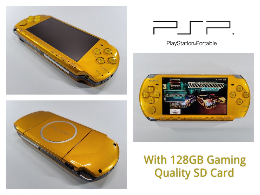 Sony PSP 3000 in Gold With 128GB SD Card - Etsy