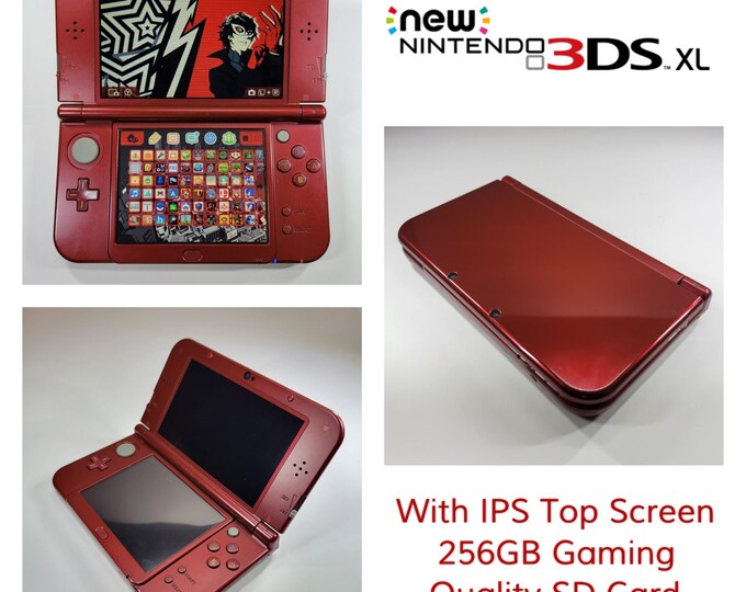 Nintendo new Metallic Red 3DS XL/LL Console W/ 256GB Sd Card & IPS Top Screen - Etsy