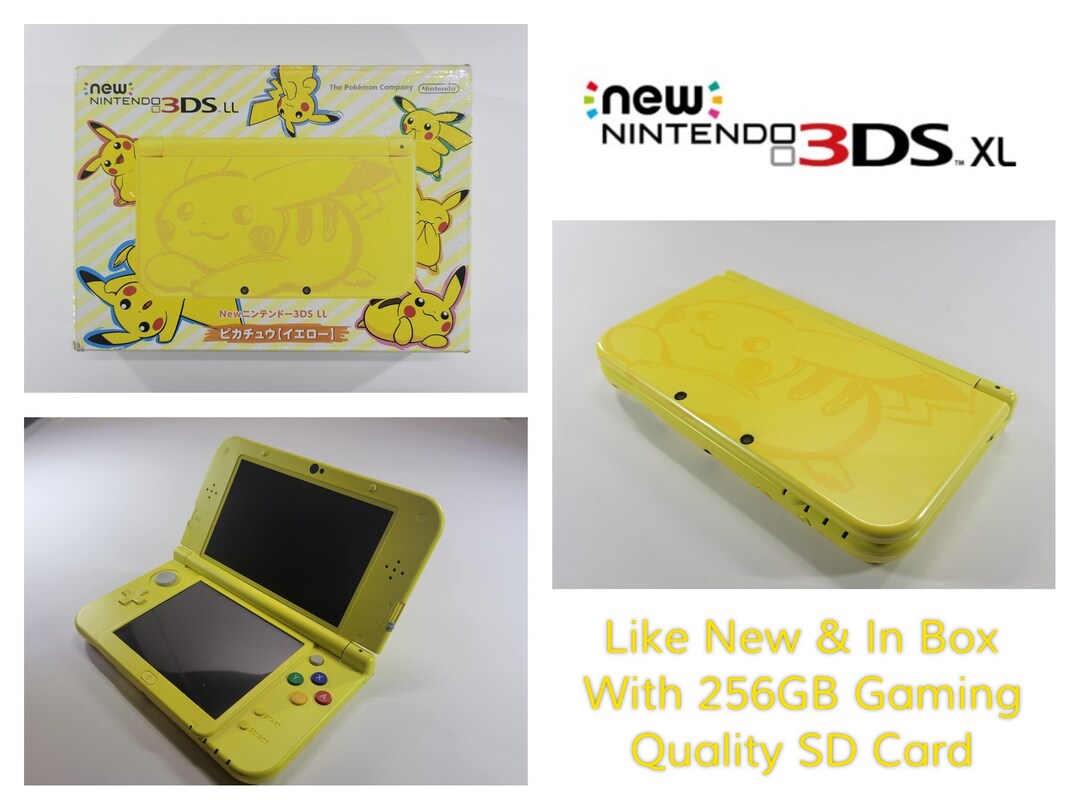 Nintendo new Pikachu Edition 3DS XL/LL Console W/ 256GB SD Card in Box - Etsy