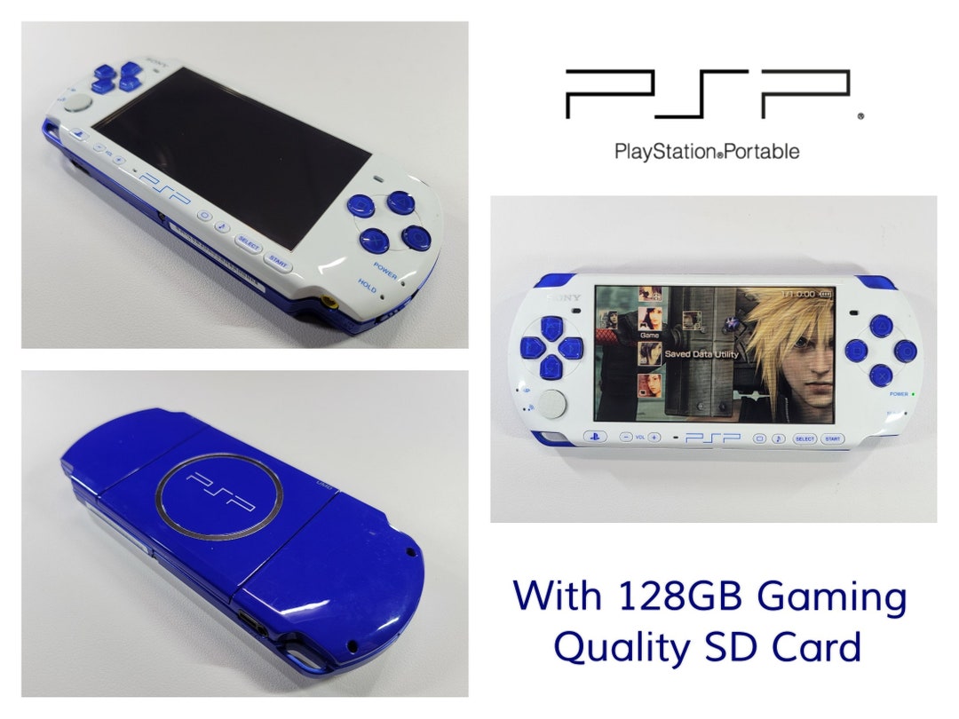 Sony PSP 3000 in Blue & White With 128GB SD Card - Etsy