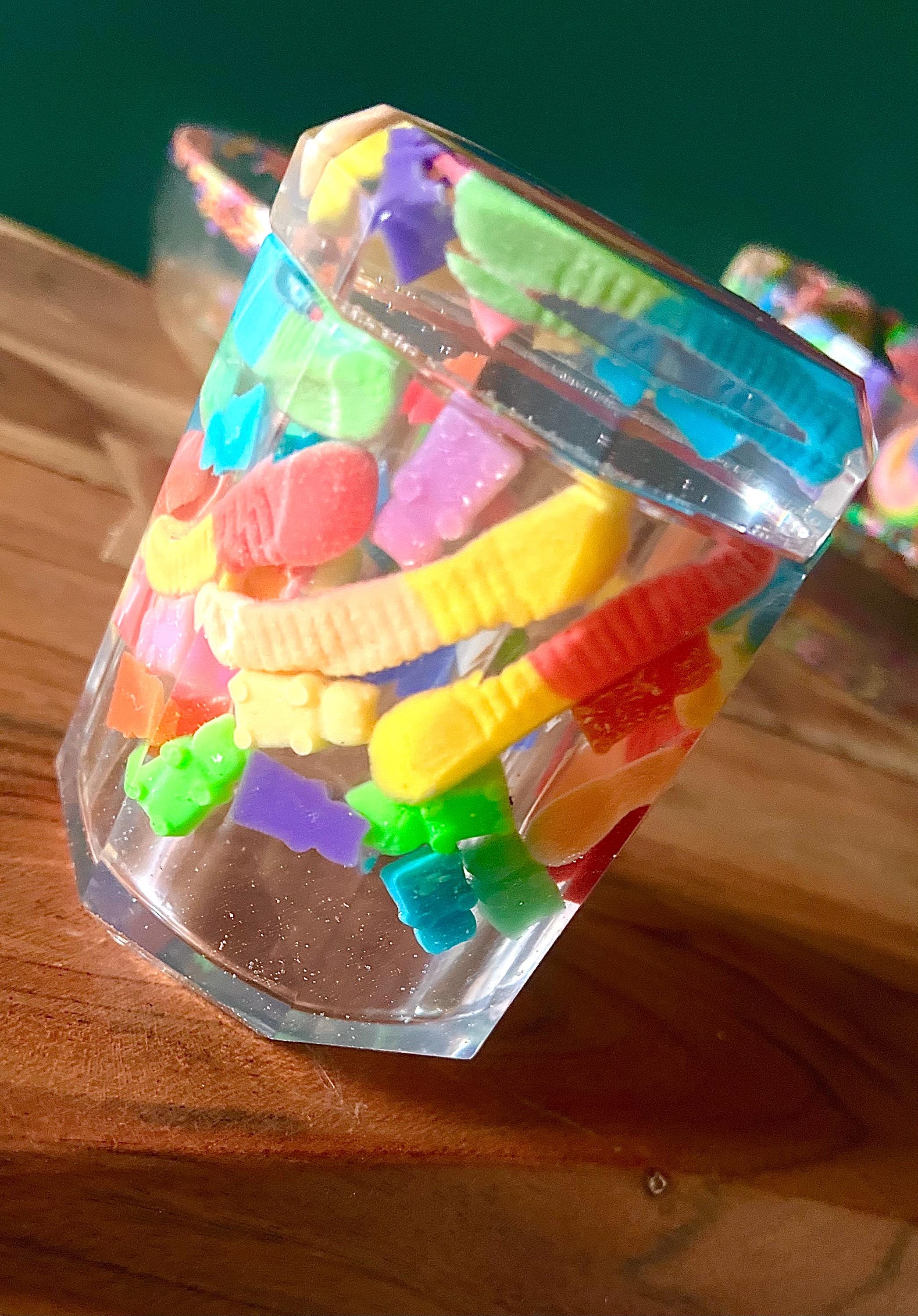 Gummy Bear Gummy Worm Candyland Jar W/lid Pretty Colorful Table Top ...