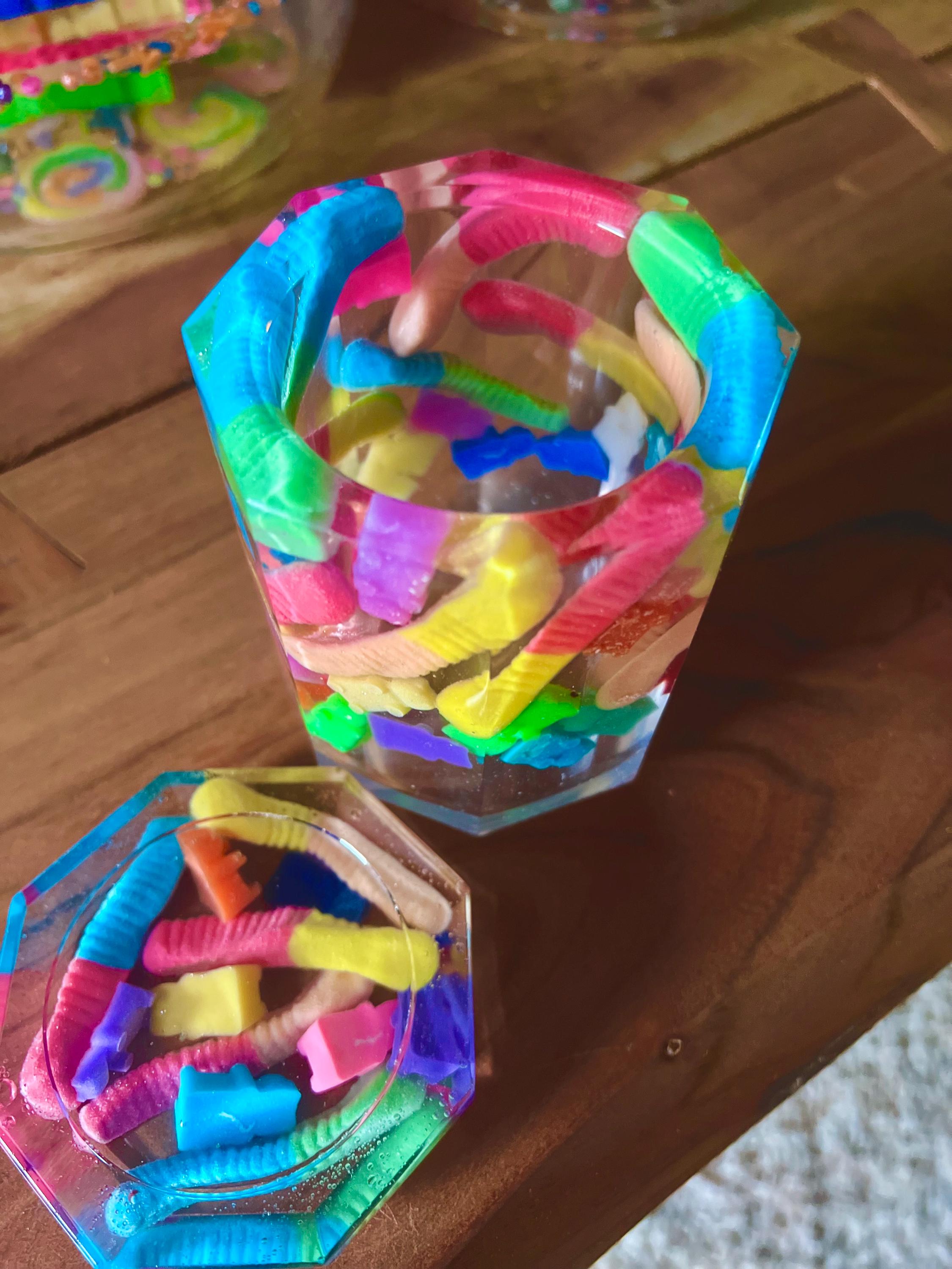 Gummy Bear Gummy Worm Candyland Jar W/lid Pretty Colorful Table Top ...