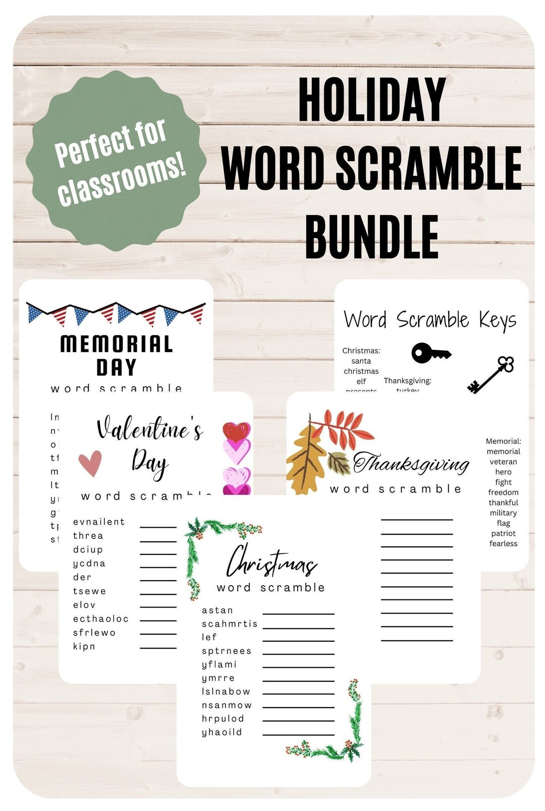 Holiday Word Scramble L Classroom Game - Etsy