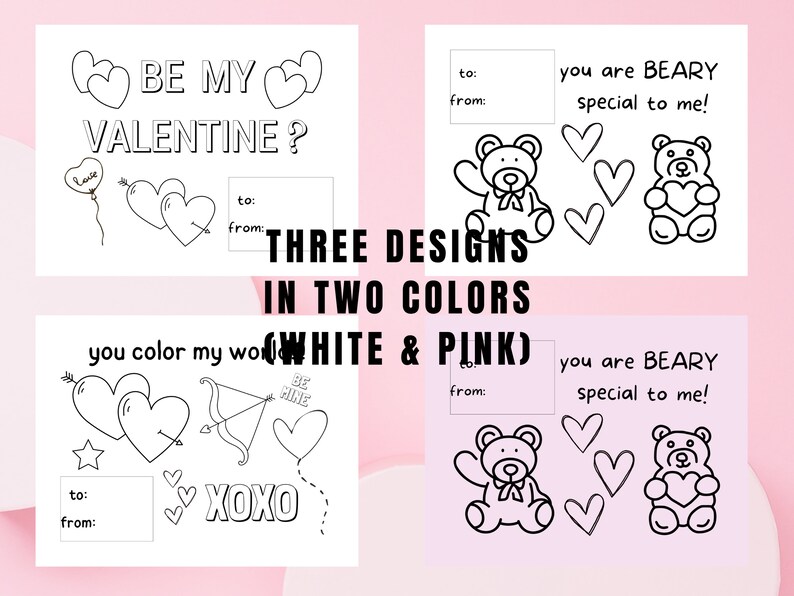 Color in Valentine for Kids L Printable Valentine's Day Card - Etsy