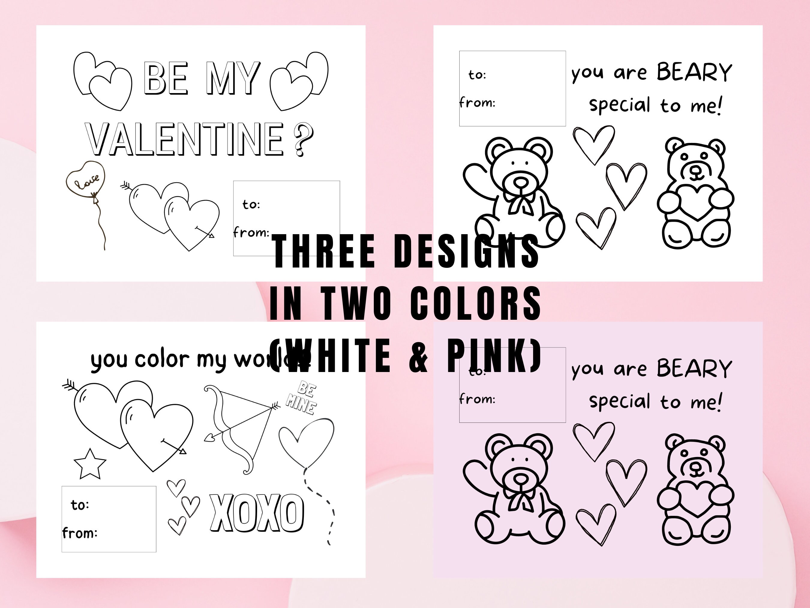 Color in Valentine for Kids L Printable Valentine's Day Card - Etsy