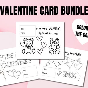 Color in Valentine for Kids L Printable Valentine's Day Card - Etsy