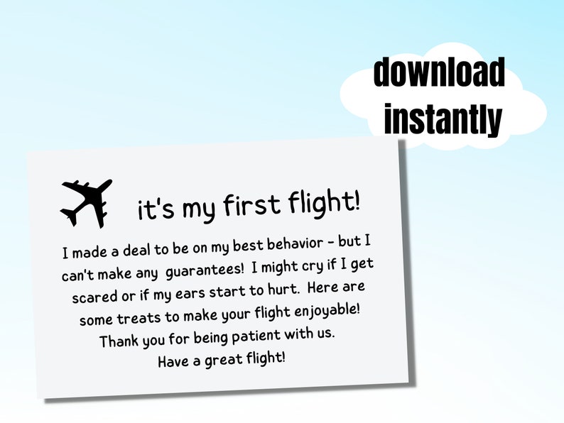 Baby's First Flight Card L Gift Bag Tag - Etsy