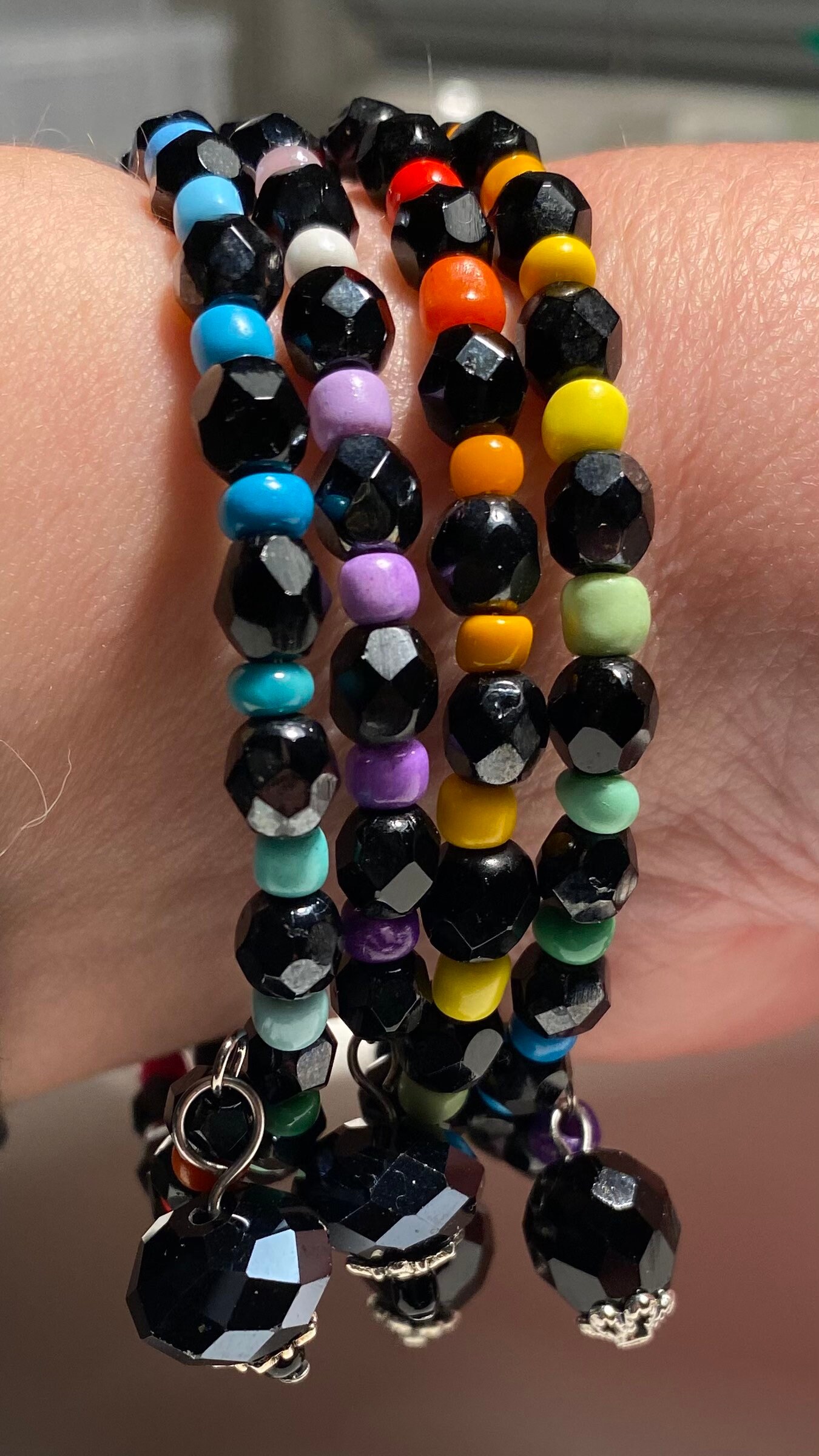 Rainbow Jet Memory Wire Bracelet - Rainbow Wrap Bracelet - Pride LGBT ...
