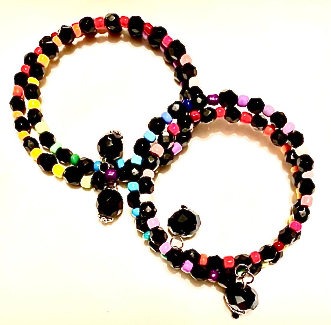 Rainbow Jet Memory Wire Bracelet - Rainbow Wrap Bracelet - Pride LGBT ...