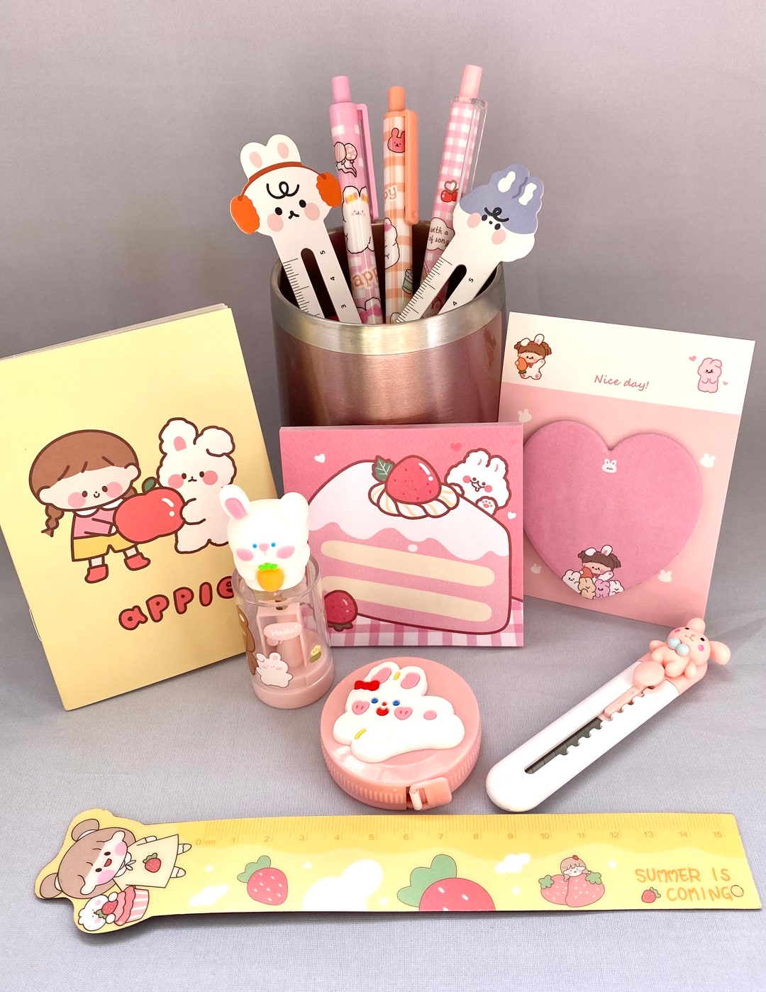 Bunny Rabbit Kawaii Sweet Treats Stationary Set, Kawaii, Cute, Rabbit ...