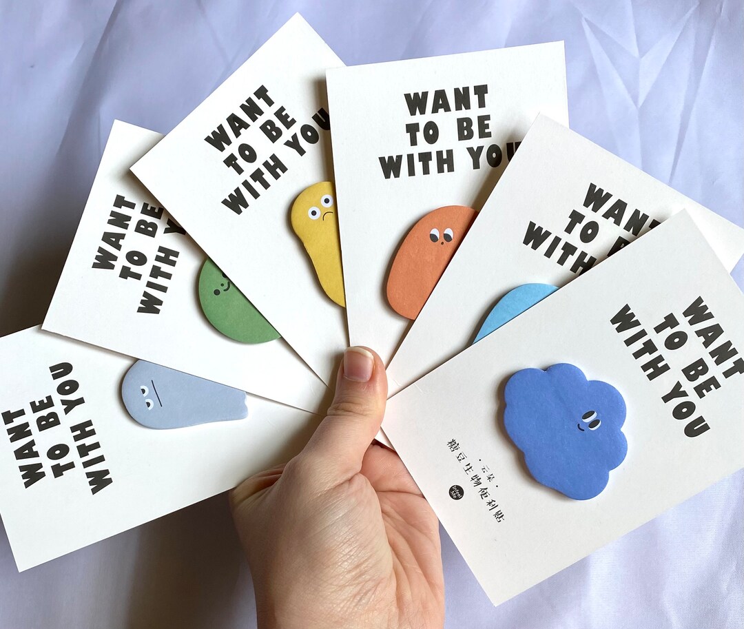 Cartoon Cute Sticky Notes Blue Orange Yellow Green Gray Kawaii - Etsy