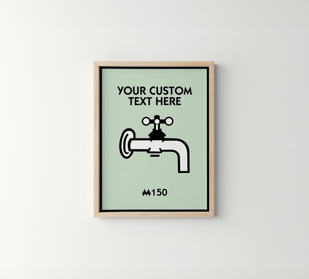 Monopoly Personalized Water Works Poster | Customizable Housewarming ...