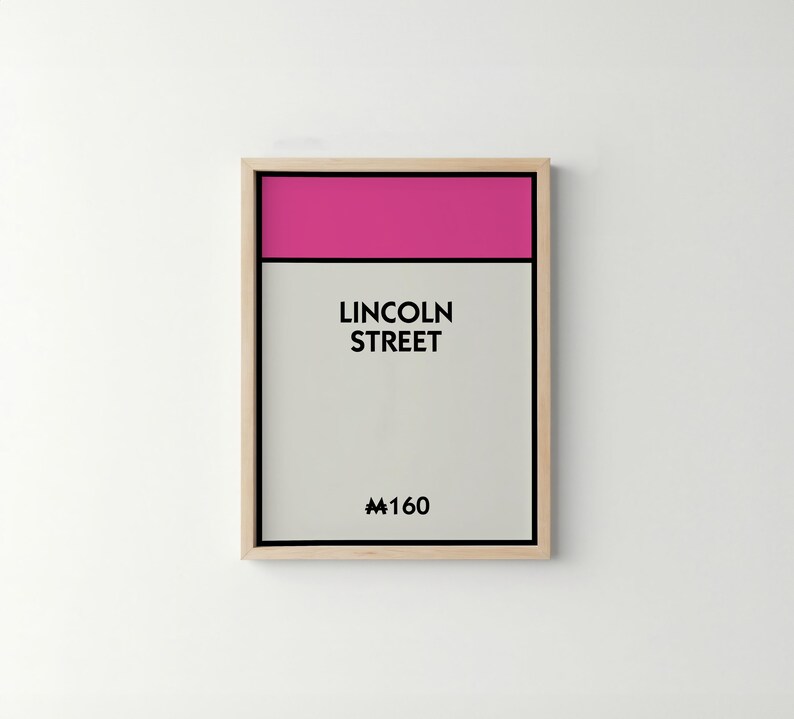 Monopoly Personalized Street Name Poster | Custom Art Print ...